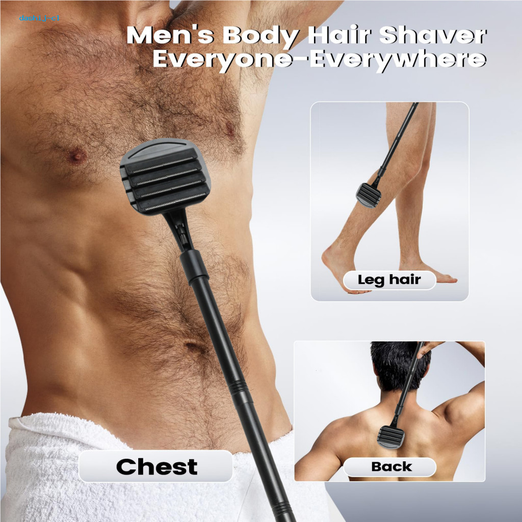 Wet Dry Back Shaver Retractable Adjustable Long Handle Hair Trimmer for ...