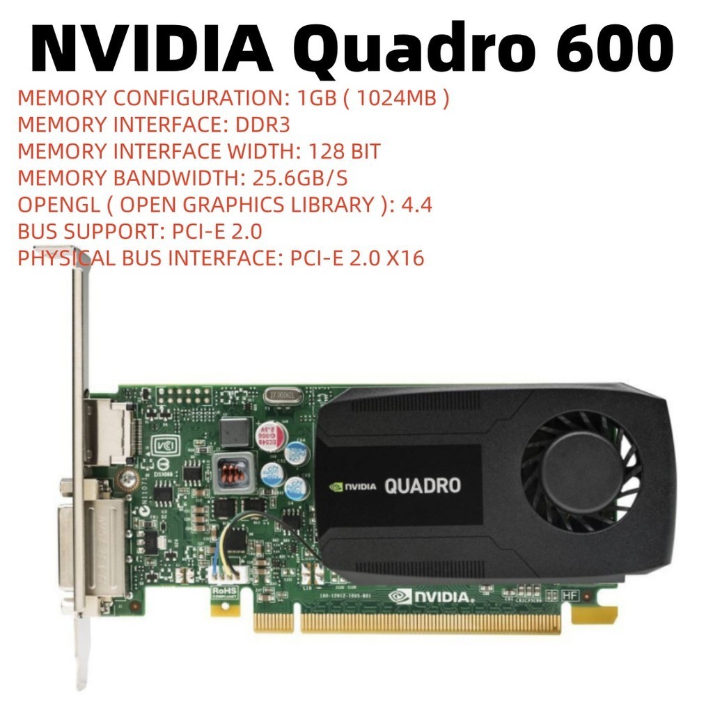 Placa Gráfica Profissional NVIDIA Quadro 600 Q600 Graphics 1G Q600 | Shopee Brasil