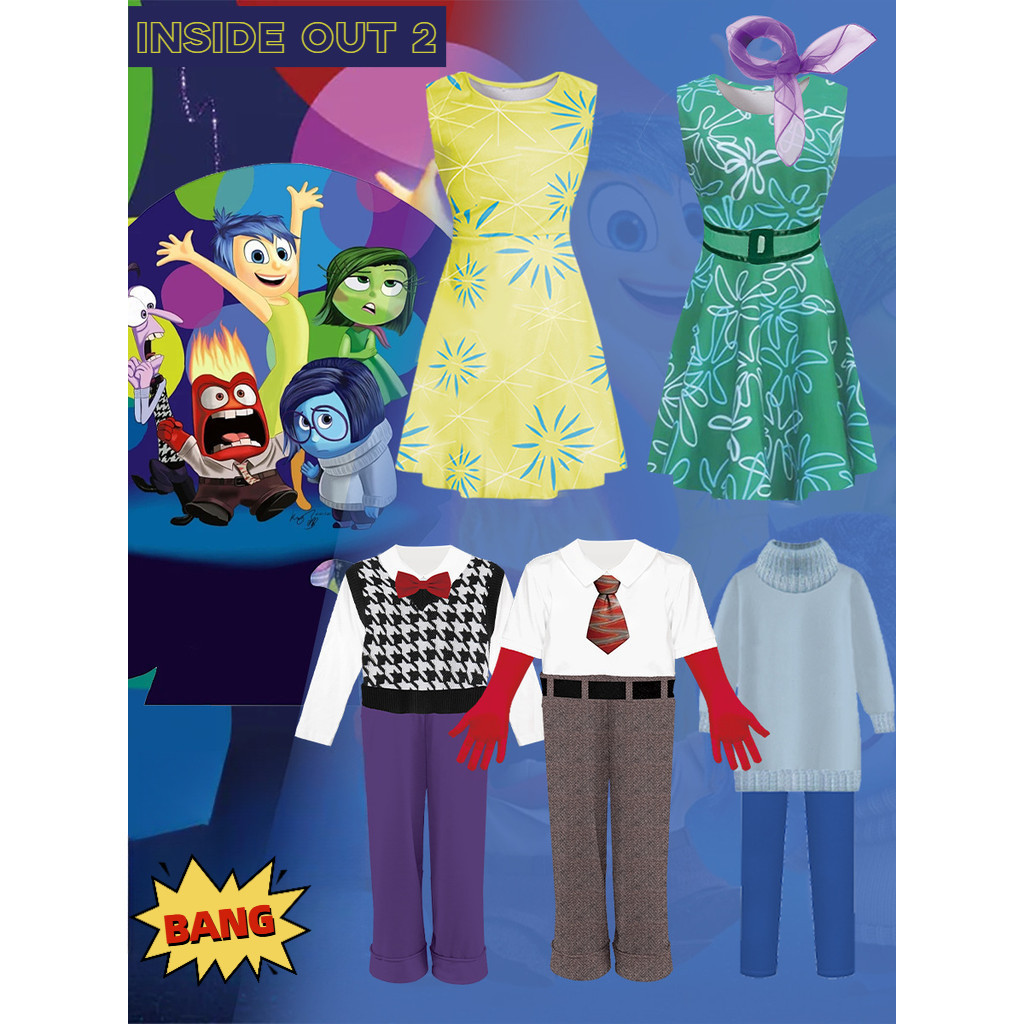 Fantasia de Personagem Joy de Inside Out2, Traje de Tristeza e Nojo ...