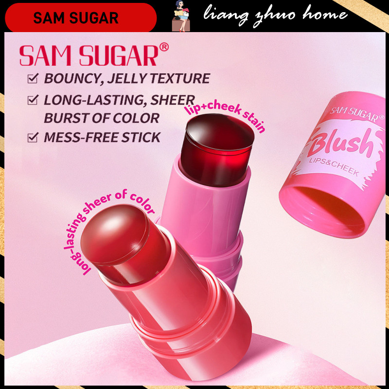 SAM SUGAR Blush Blusher Lip & Cheek Stick De Tonalidade Hidratante Batom Brilho Labial Brilhante ...