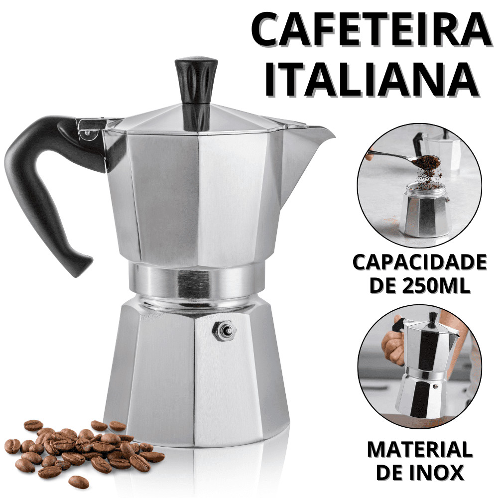 Mini Cafeteira Italiana Máquina De Fazer Café Alumínio Cafeiteira 450ml ...