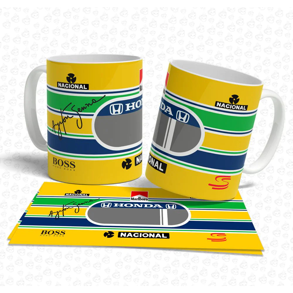 Caneca Ayrton Senna Retrô Fórmula 1 Presente Criativo Xícara 325ml Top Porcelana Amigo Amiga ...