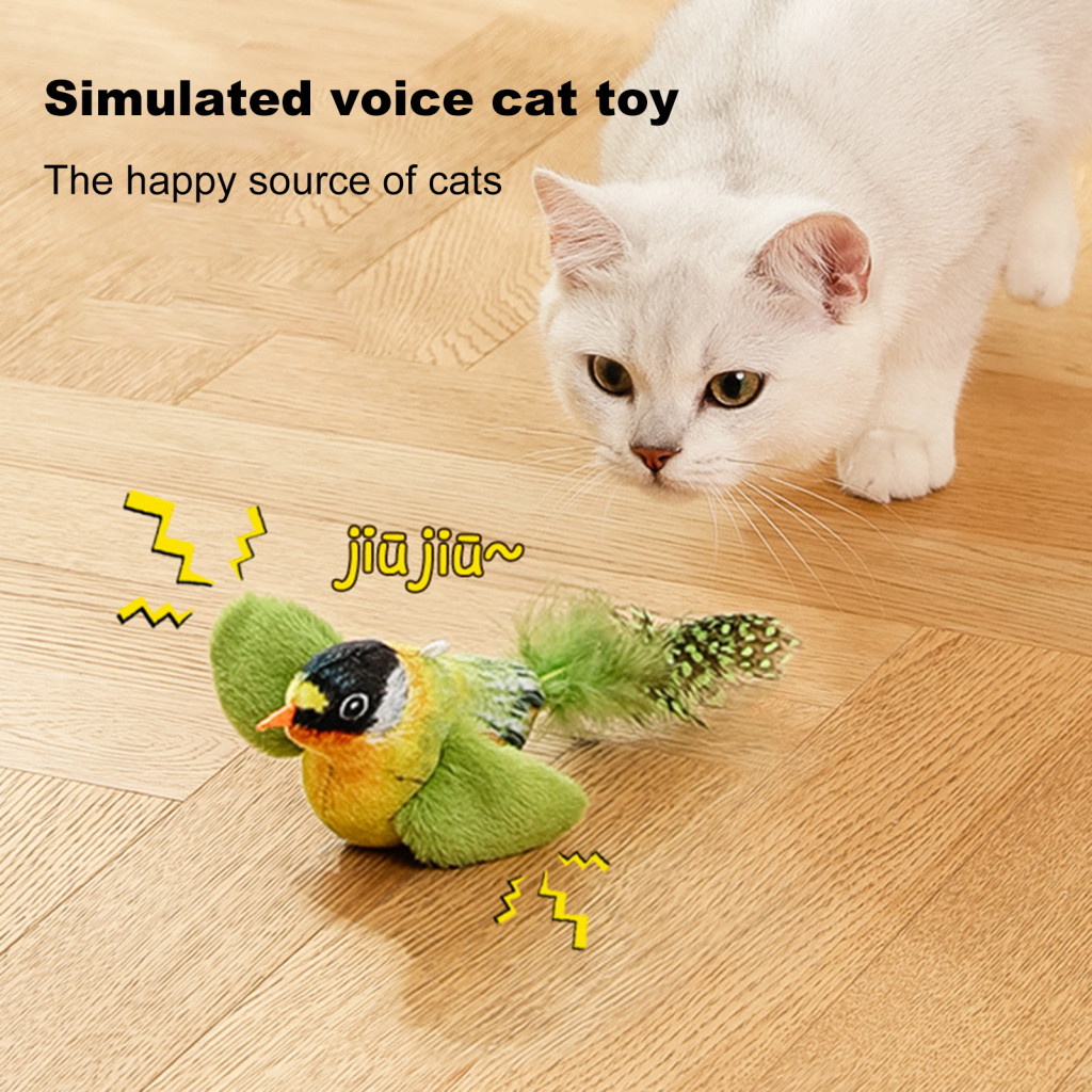 Interactive Cat Toy with Realistic Chirping Bird Flapping Wings Battery ...
