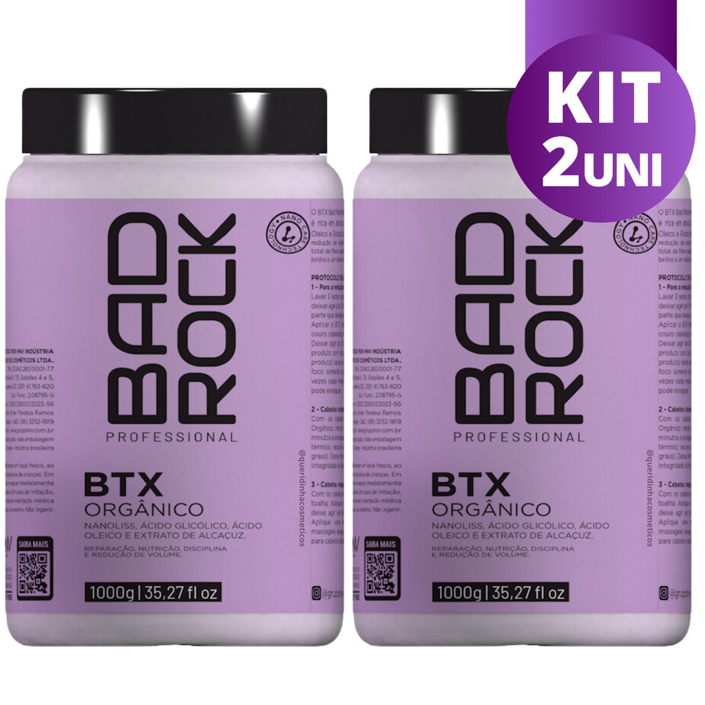 Kit 2uni Btox Orgânico Hanova Bad Rock 1Kg | Shopee Brasil