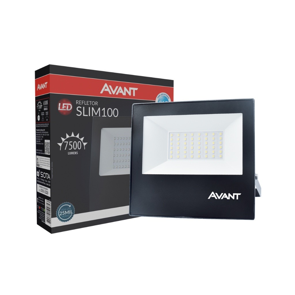 Refletor Avant Super Led 100w Holofote Bivolt Branco Frio 6500k | Shopee Brasil