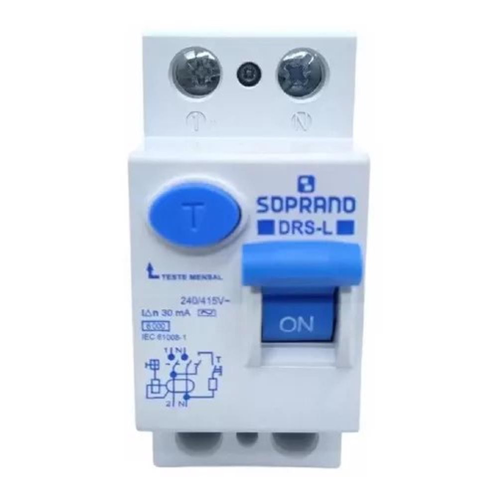INTERRUPTOR DIFERENCIAL RESIDUAL (DR) BIPOLAR - DRS2 - 63A SOPRANO | Shopee Brasil