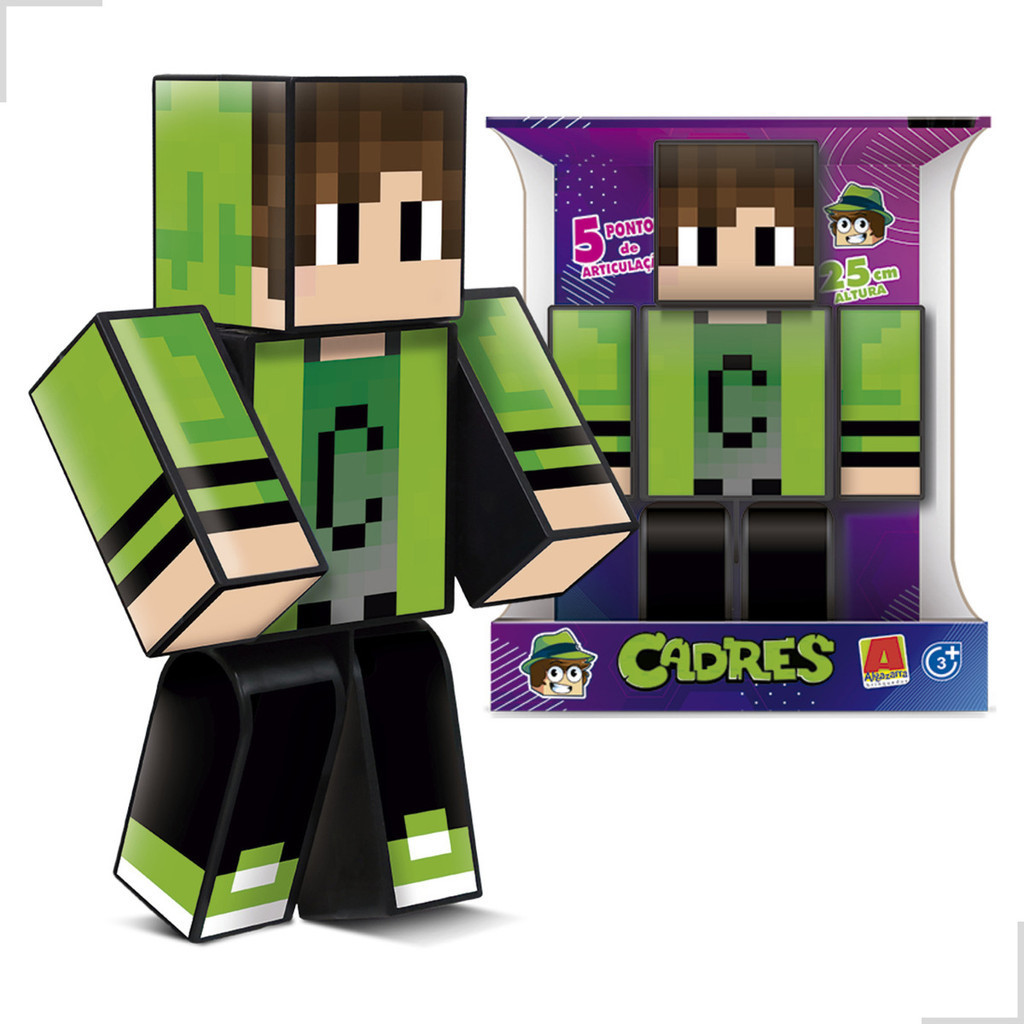 Boneco Minecraft Cadres Médio Youtuber Gamer 25cm | Shopee Brasil