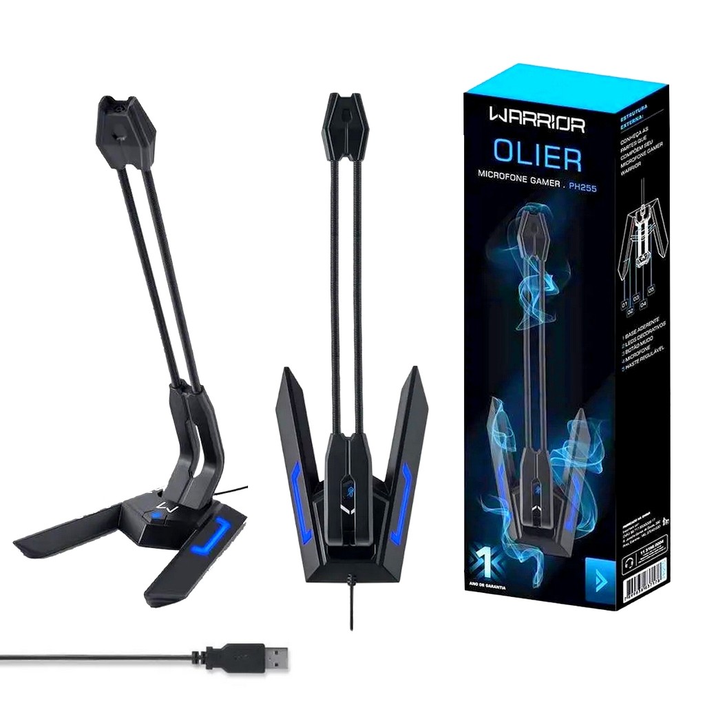 Microfone Gamer Multilaser Warrior Profissional Original Streaming Com ...
