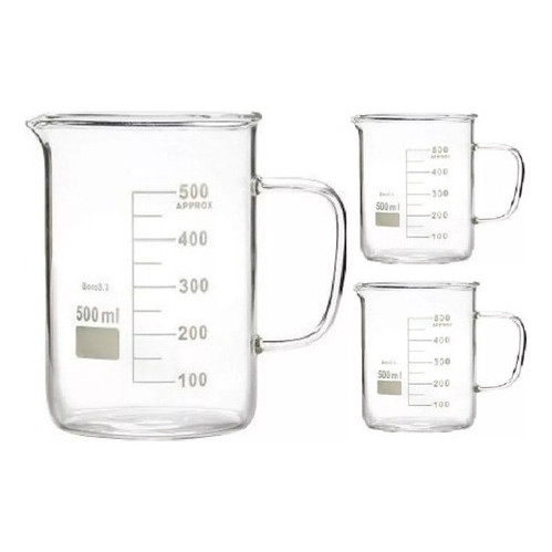 Bequer De Vidro Com Alca De 500ml - Caixa Com 3 Unidades | Shopee Brasil
