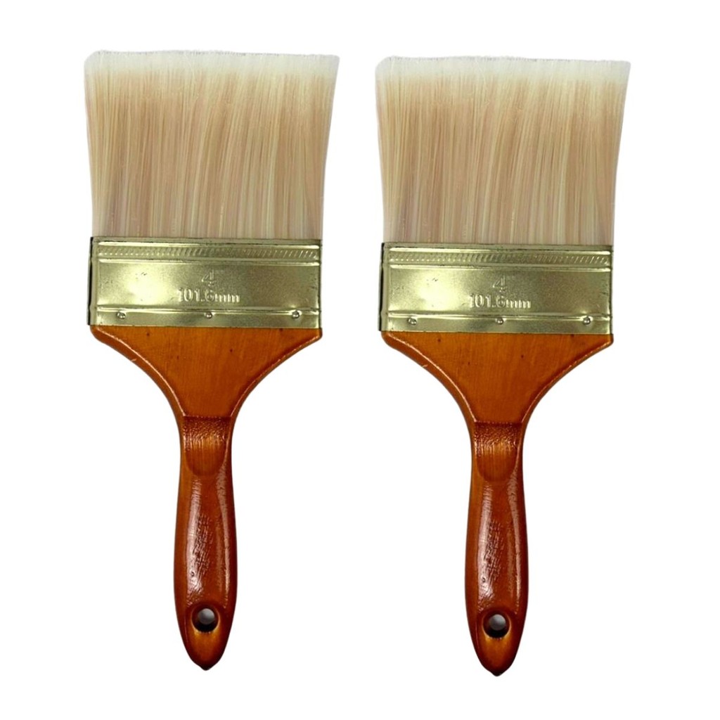2 Pinceis Trincha 4" 101,6mm Cerda Branca Pintura Uso Geral | Shopee Brasil