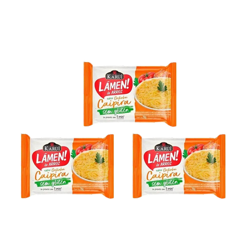 Kit 3 Lámen de Arroz sabor Galinha Caipira SG Karui 78g*Val.030326 | Shopee Brasil