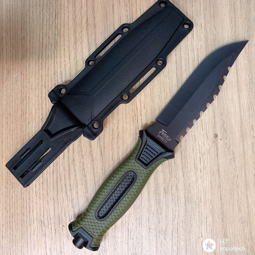 Faca Tática Verde Cabo Em Abs Sobrevivênvia Militar Pesca DYKD-12 D17 ...