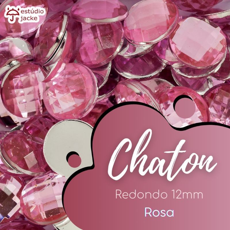 Chaton Redondo Sextavado 12mm - Rosa - Base Reta | Shopee Brasil