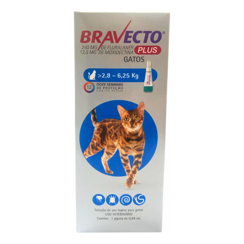 Bravecto Plus Gatos 2,8 A 6,25kg Transdermal 250mg Original | Shopee Brasil