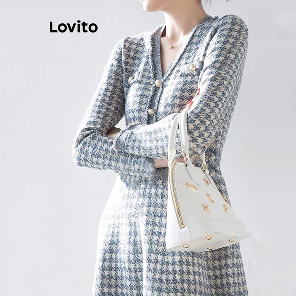 Lovito Vestido casual xadrez colorblock para mulheres LNA79441 | Shopee ...