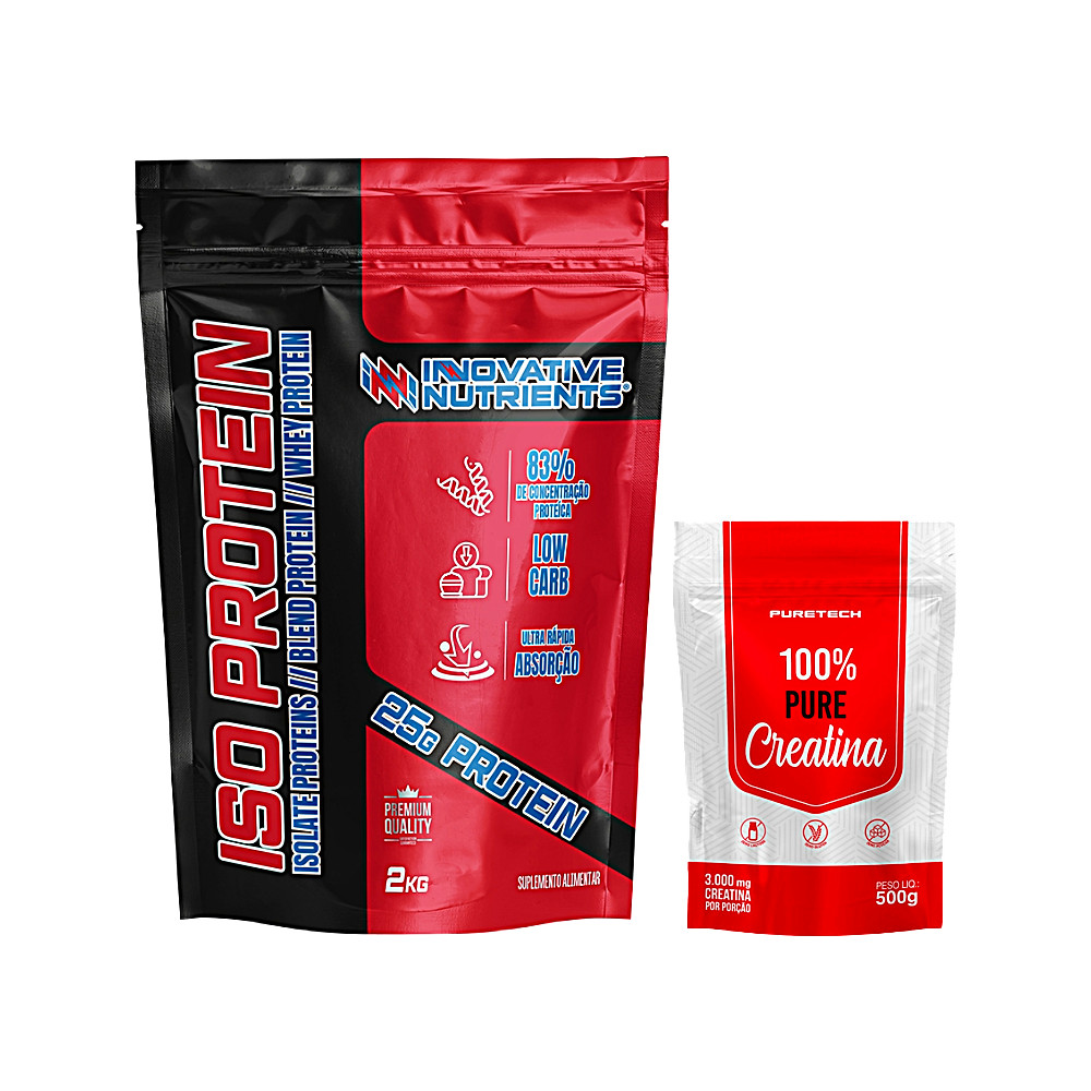 Kit Iso Protein 2Kg - Innovative Nutrients + Creatina 100% Pure 500g ...