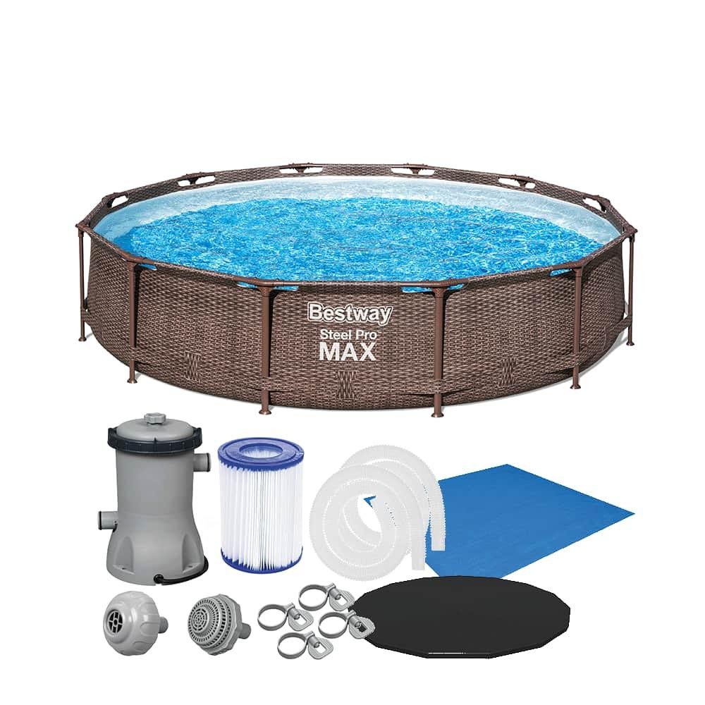 Piscina Estrutural 6.473L Deluxe Circular + Filtro + Capa + Forro ... Piscina Estrutural 6.473L Deluxe Circular + Filtro + Capa + Forro ...