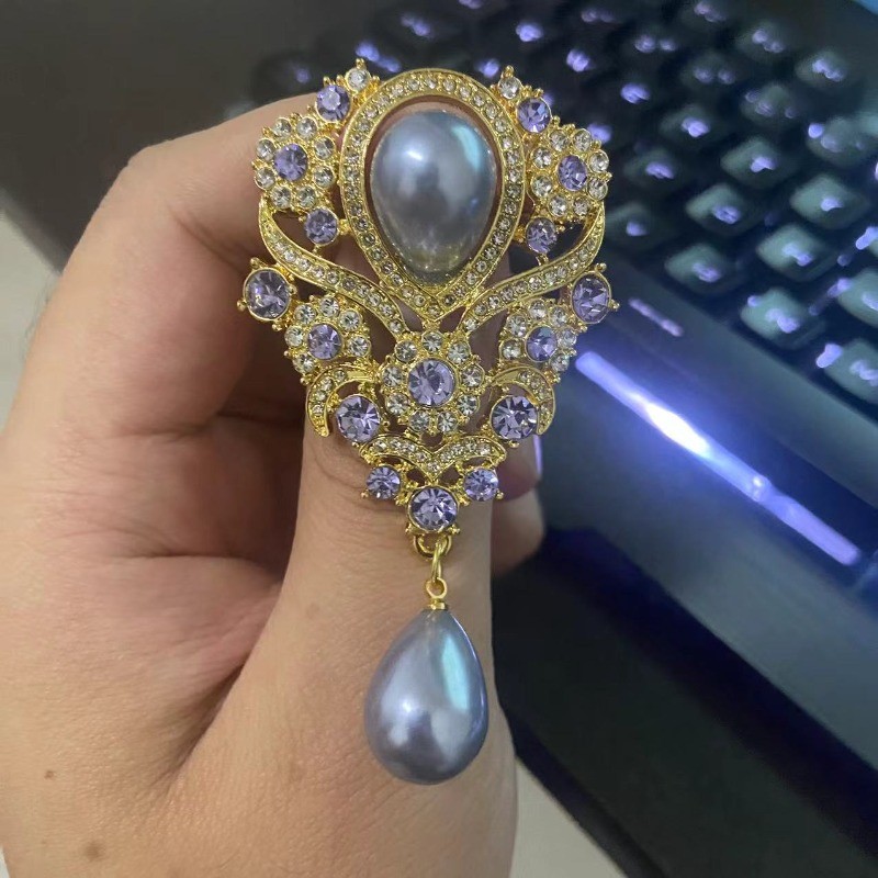 Super Bonito Francês Vintage Palácio Estilo Cristal Gota De Água Pérola ...