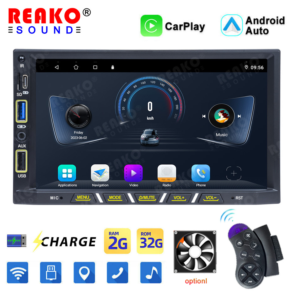 REAKOAUTO 7 Polegada Android 12 Carro Rádio CarPlay Universal Com Tela ...