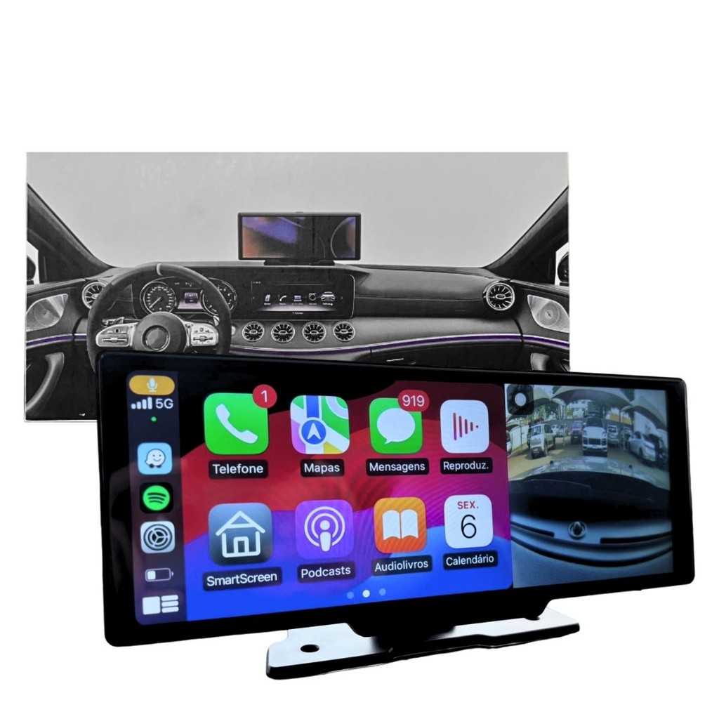 Central Multimidia Portátil 10.26'' RS-1050BR PRO LINE Carplay e Android Auto Sem Fio Universal ...