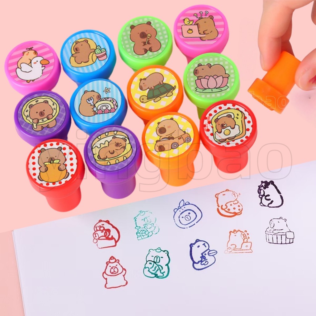 50 Pçs Capivara Selos Variados Para Crianças Auto-Tinta Brinquedo Rosto ...