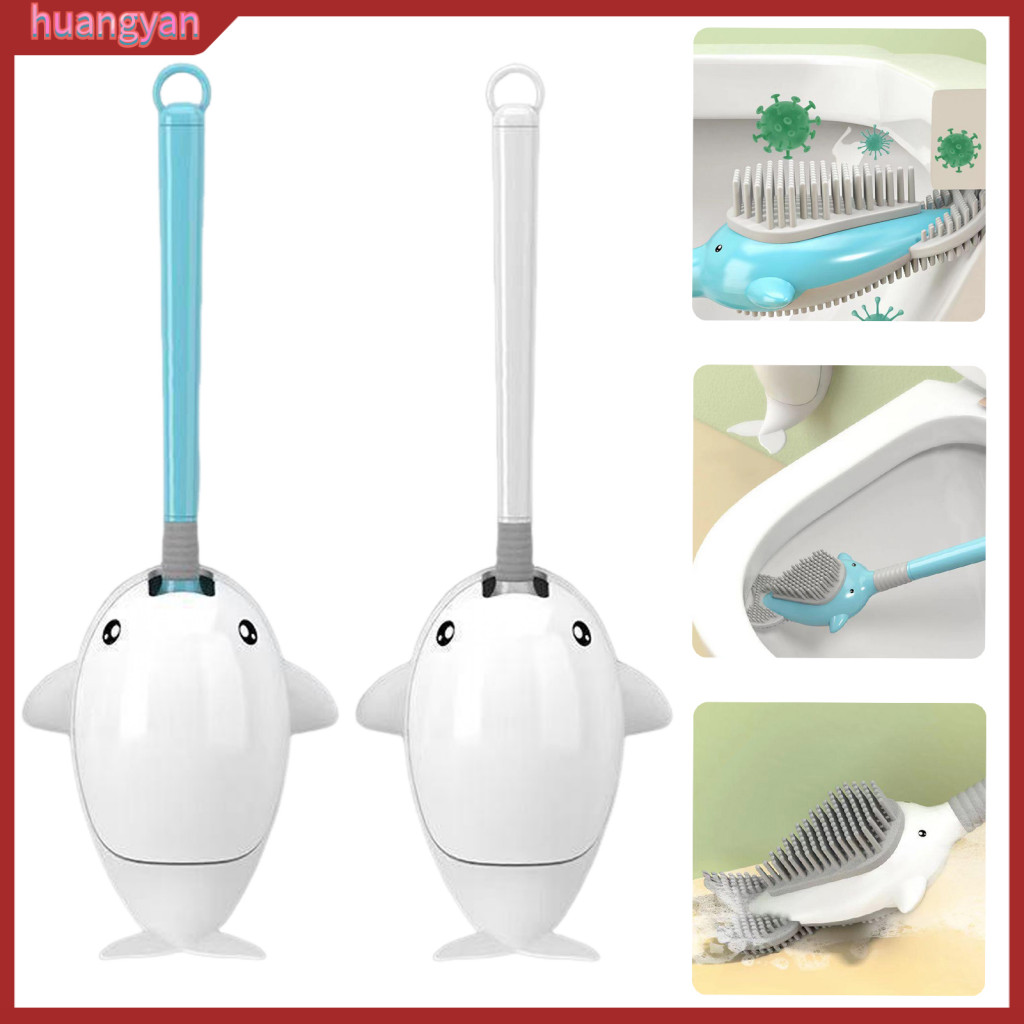Easy to Use Toilet Brush Ventilated Cartoon Dolphin Design Silicone Set ...