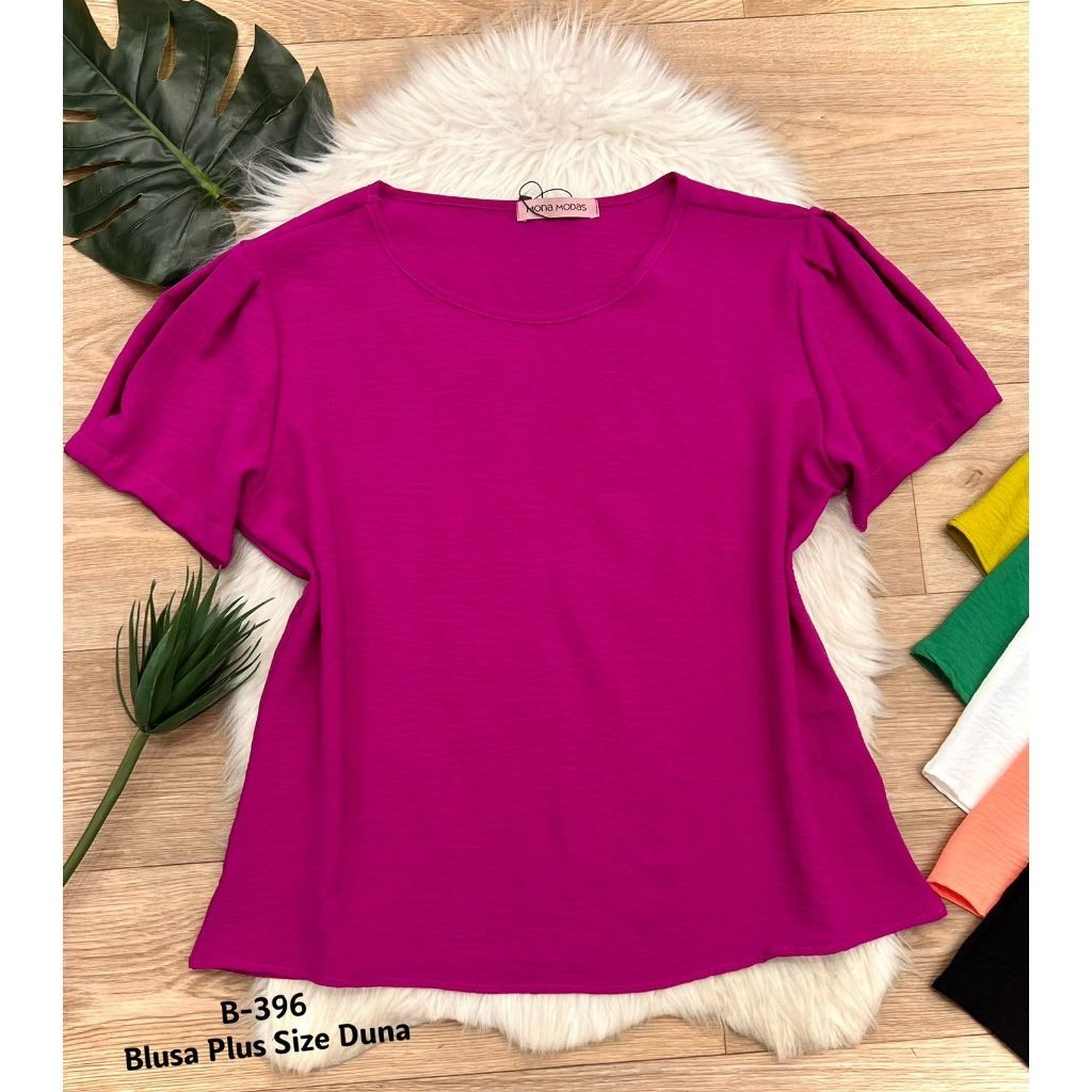 BLUSA PLUS SIZE DUNA DETALHE NA MANGA B396 | Shopee Brasil