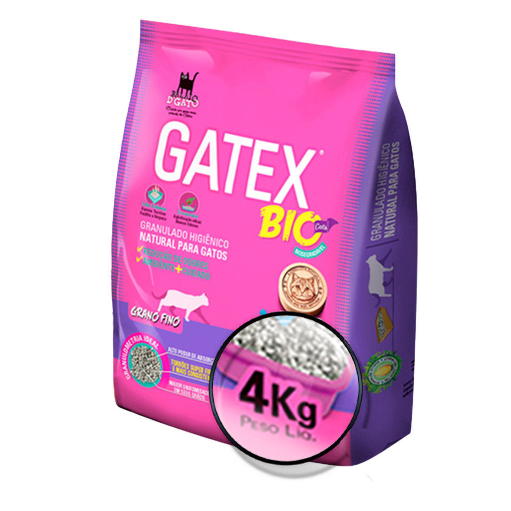 AREIA PARA GATOS GRÃOS FINOS 4KG BIODEGRADÁVEL GATEX | Shopee Brasil