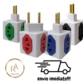 Adaptador de Tomada Kit C/5 Benjamin CUBO 10A/20A Pino Maciço ...