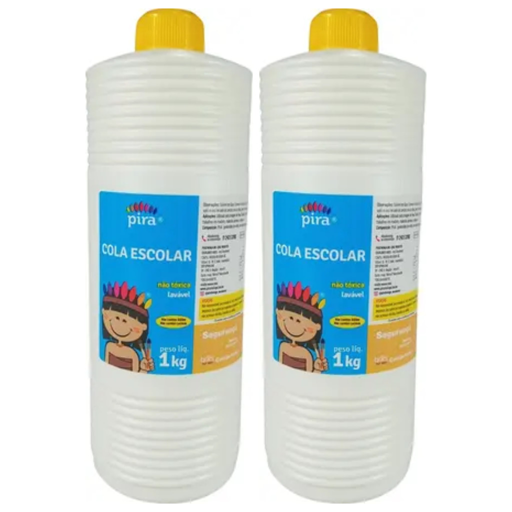 2 Colas Liquida Branca 1kg Escolar Lavável | Shopee Brasil