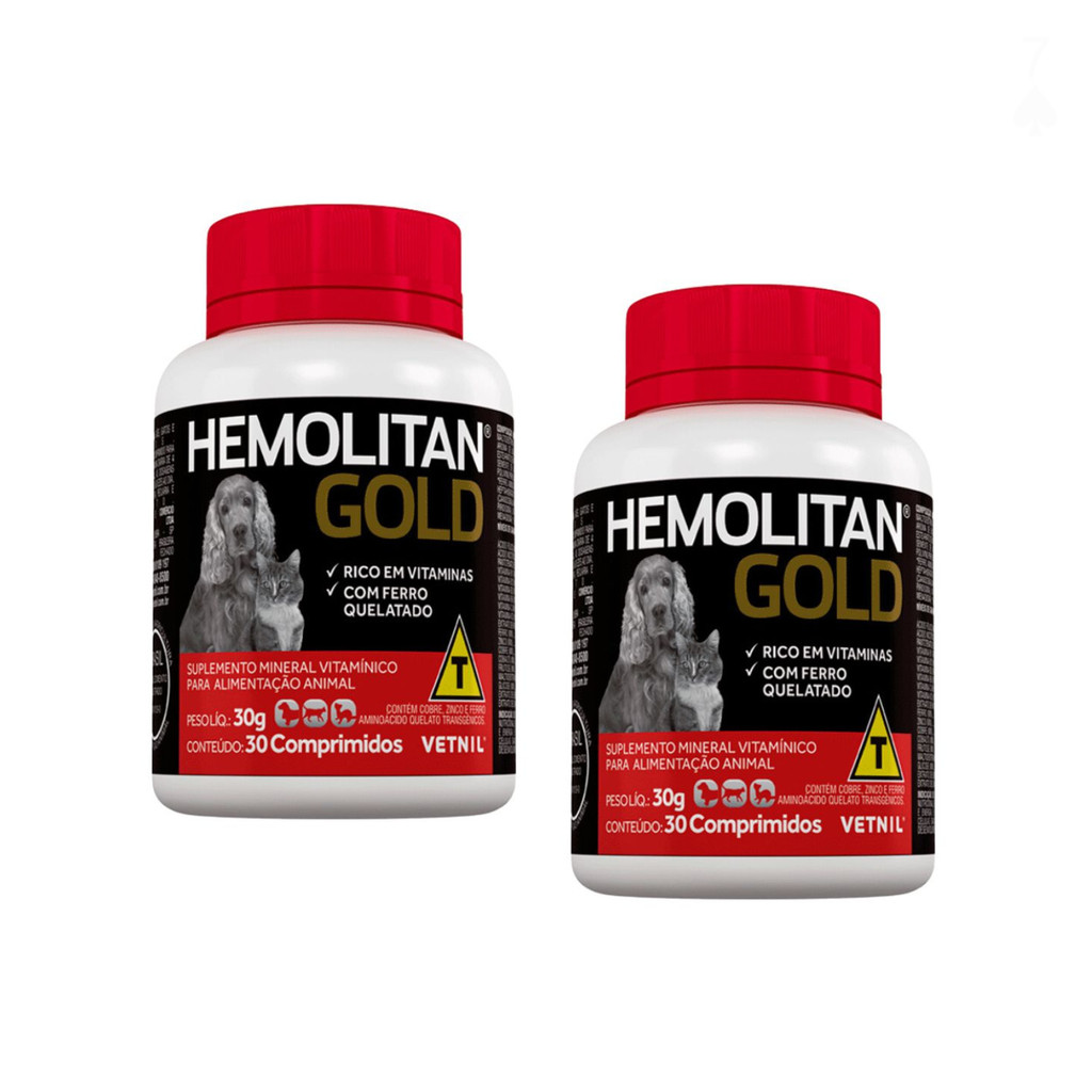 Kit com 2 Suplemento Hemolitan Gold Vetnil 30 comprimidos | Shopee Brasil