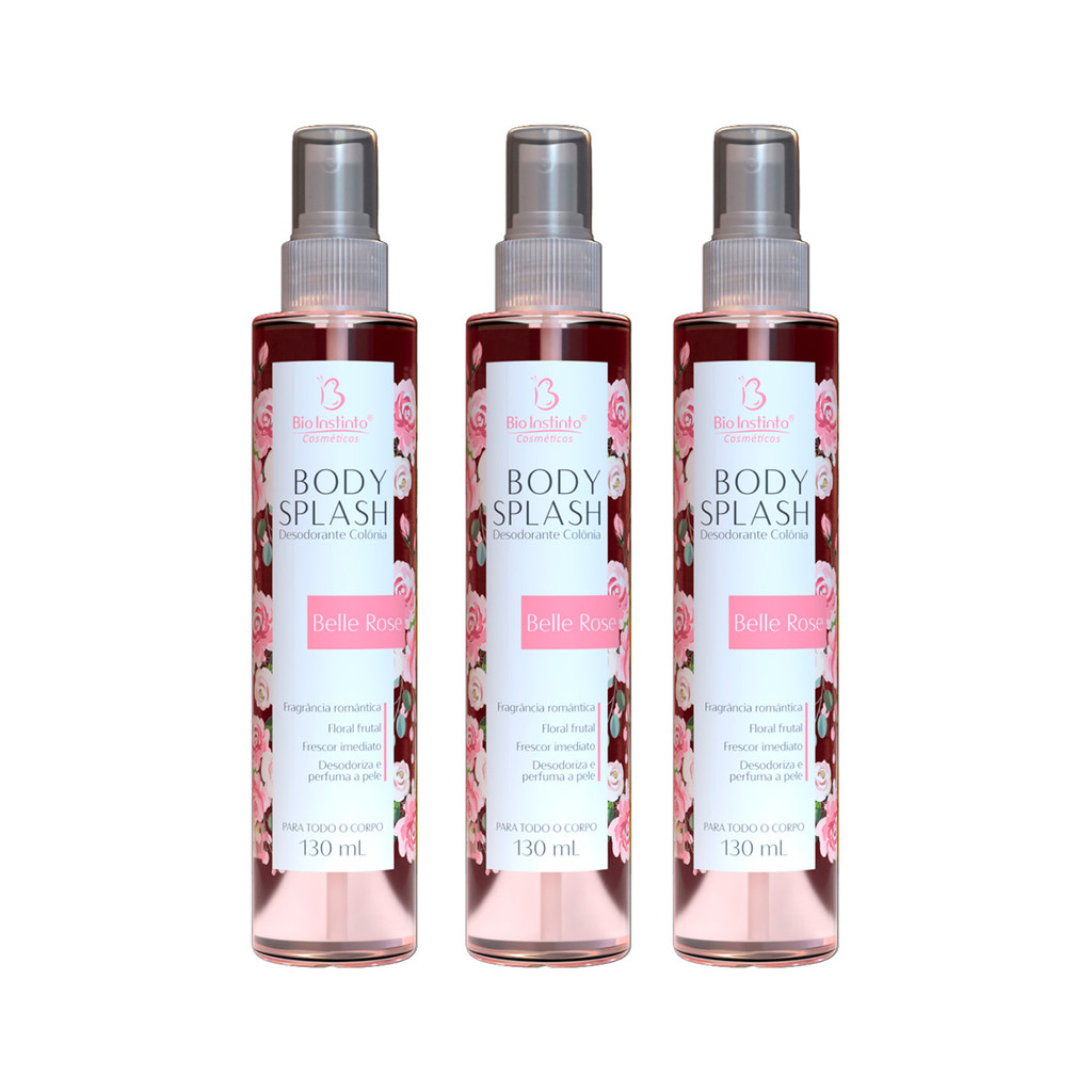 Kit 3un Body Splash Bio Instinto Belle Rose - 130ml | Shopee Brasil