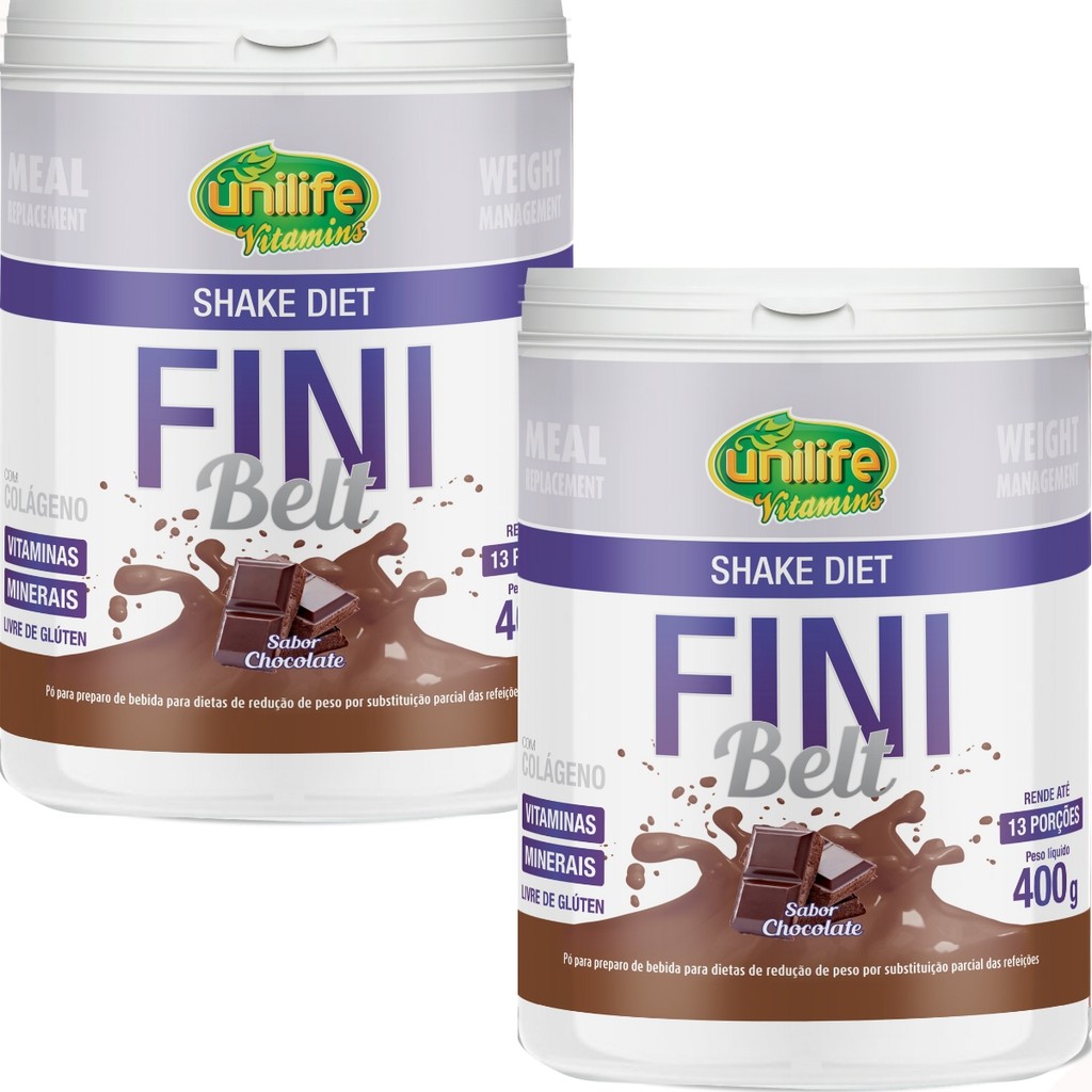 Kit 2 Shake Fini Belt Chocolate 400g Shake Diet Com Colageno - Unilife ...