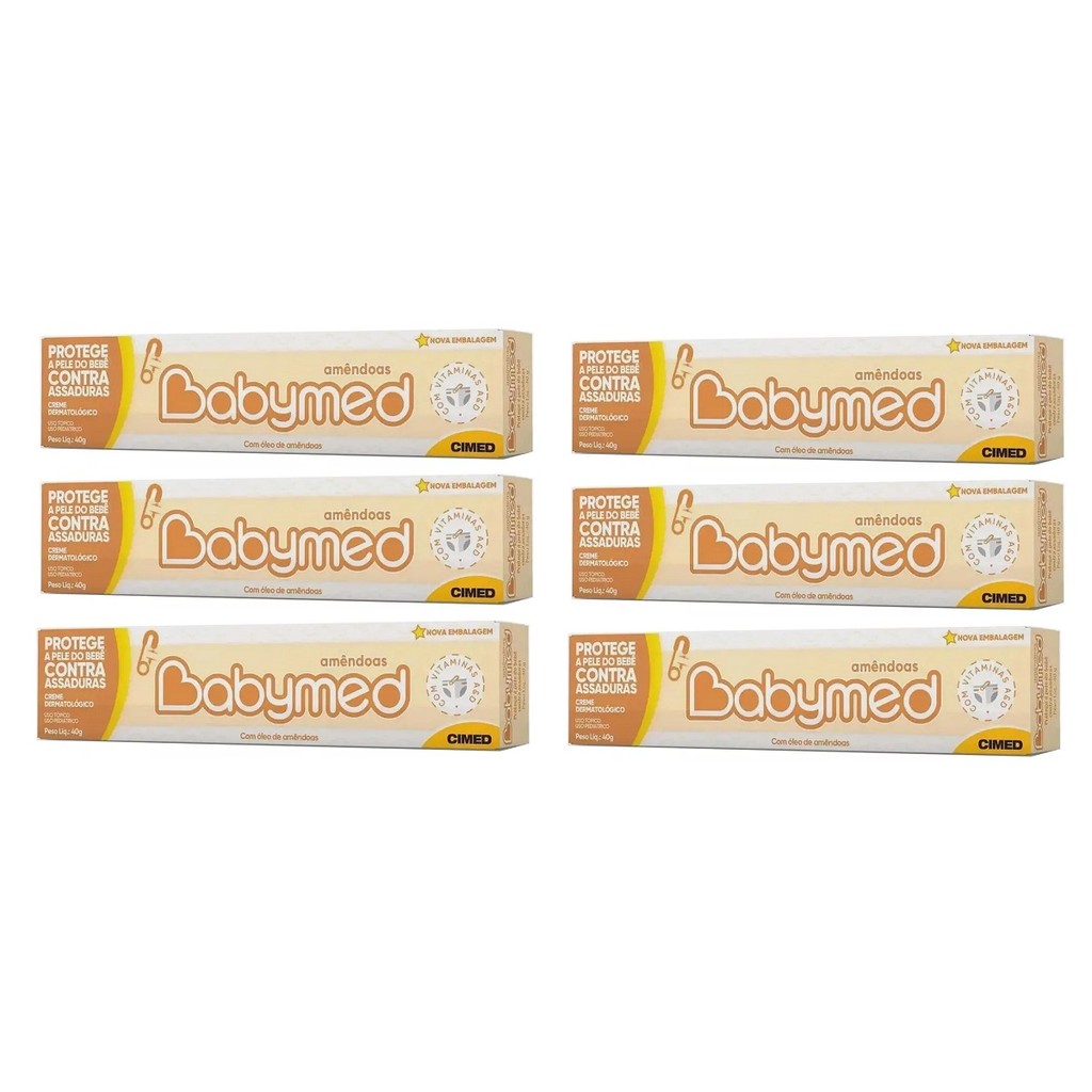 Kit 06 Babymed Amêndoas Creme Para Assaduras 40g - Cimed | Shopee Brasil