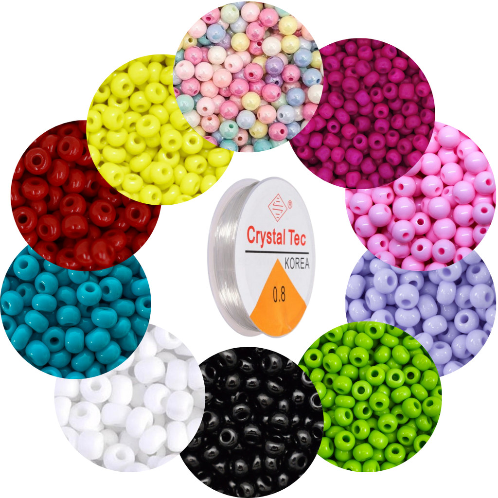 Miçangas Para Pulseiras (Kit com 2.300 peças) + Fio de Silicone 10 ...