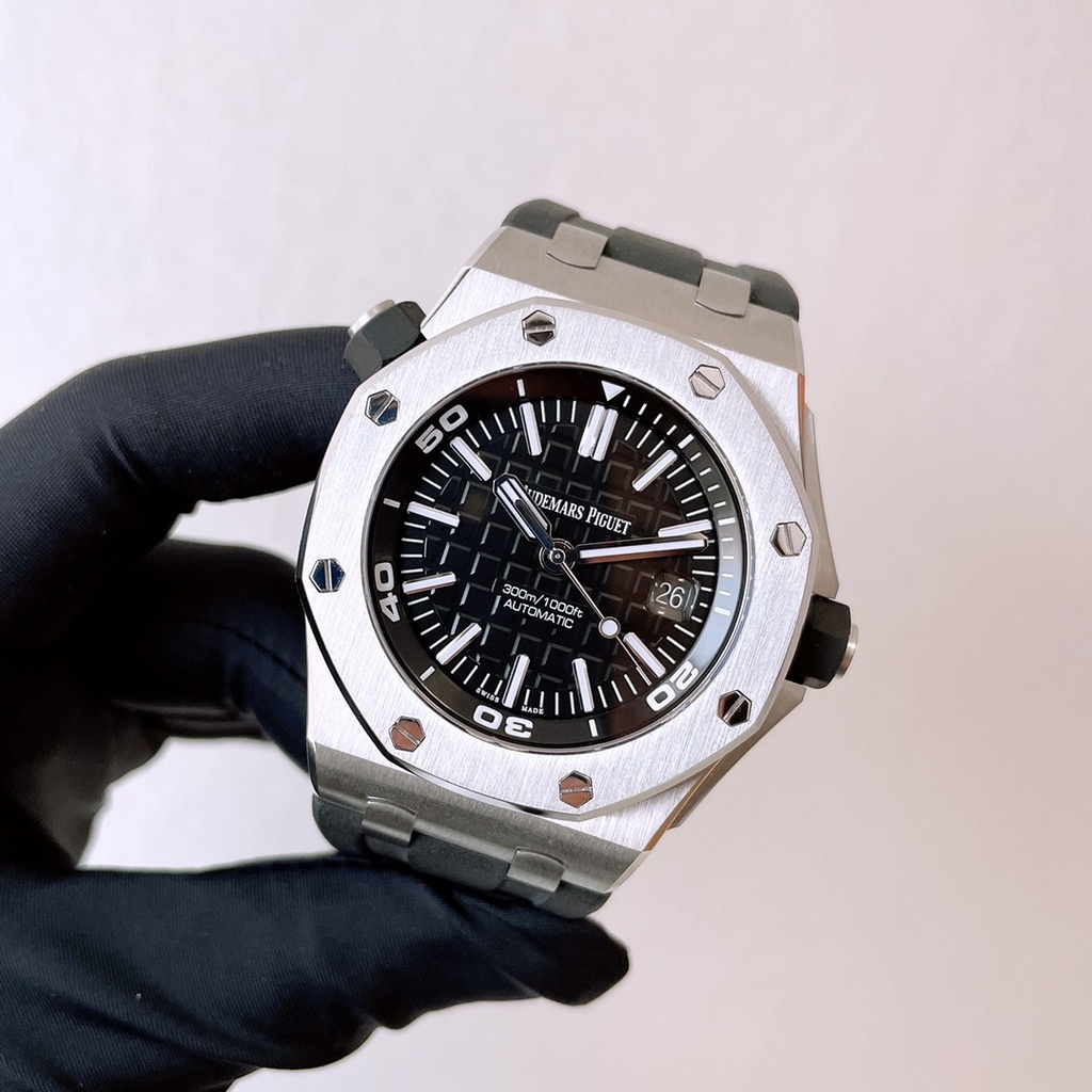 Ap Huang Rubber 15710ST Aço Inoxidável 42 Relógio Diâmetro Data ...