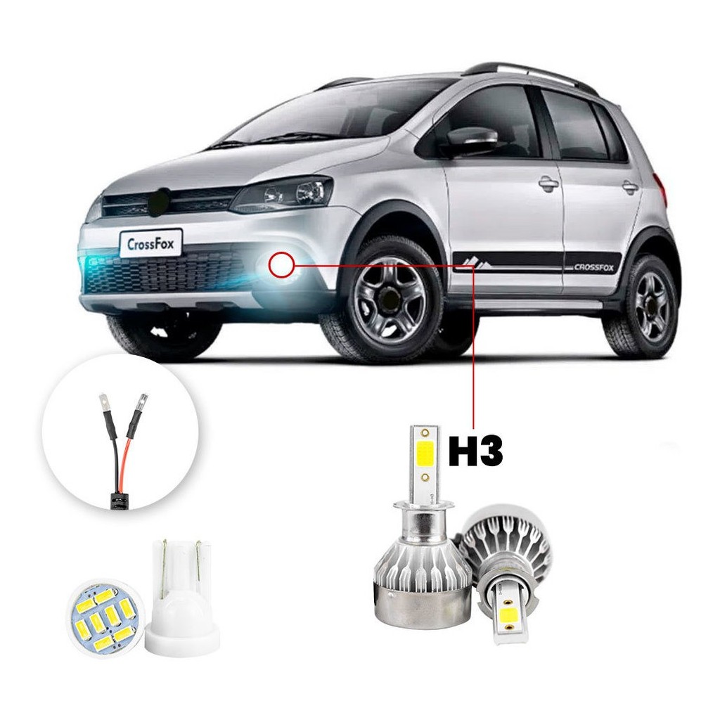 Lampada Farol Milha Led Volkswagen Crossfox 08/2014 20000lm | Shopee Brasil