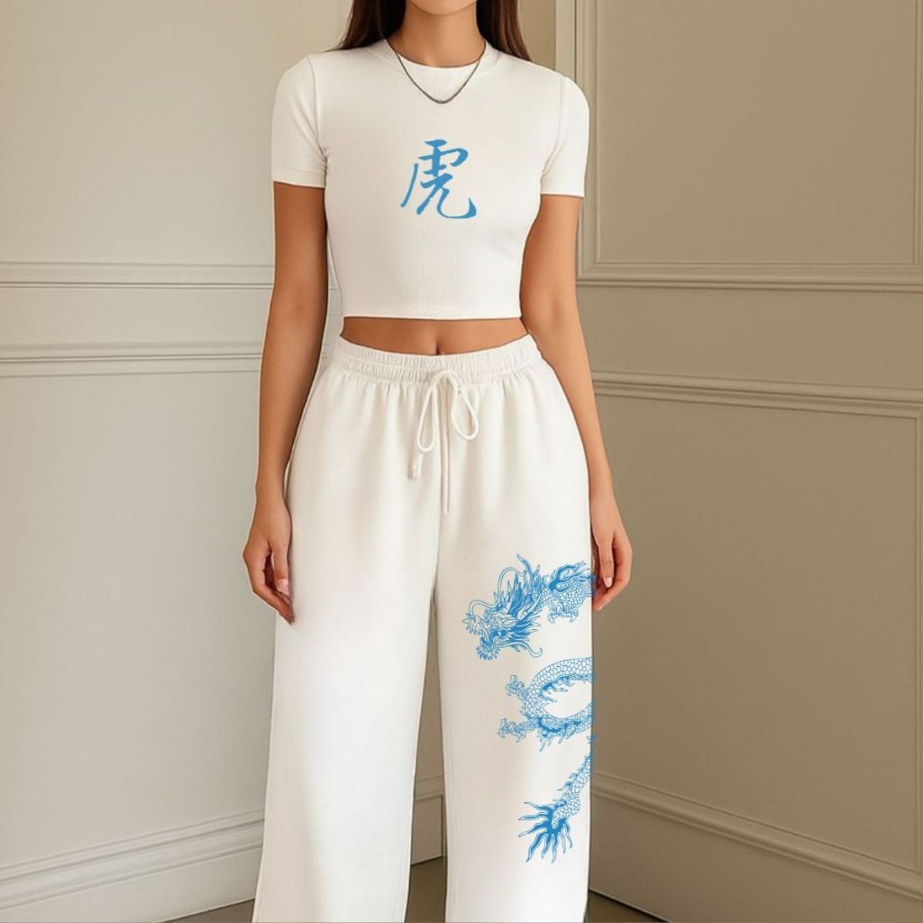 Kit Conjunto 2 Peças Femininas Estilo Oriental Ninja Cropped Básico E ...