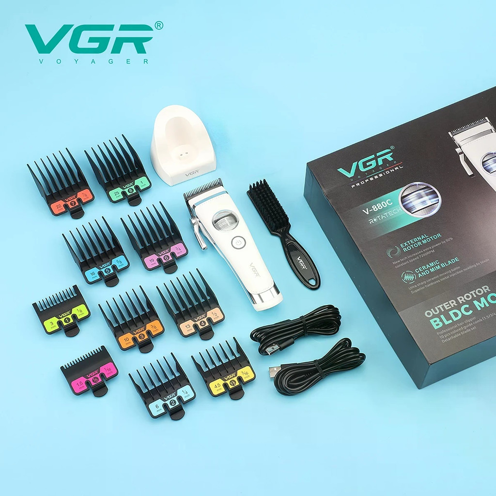 VGR Barbeiro Profissional Sem Fio Máquina De Cortar Cabelo Rotação ...