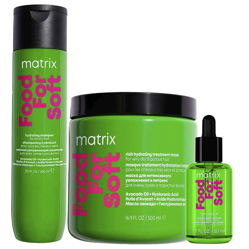 Kit Matrix Food For Soft Shampoo 300ml + Máscara 500ml + Óleo Capilar ...