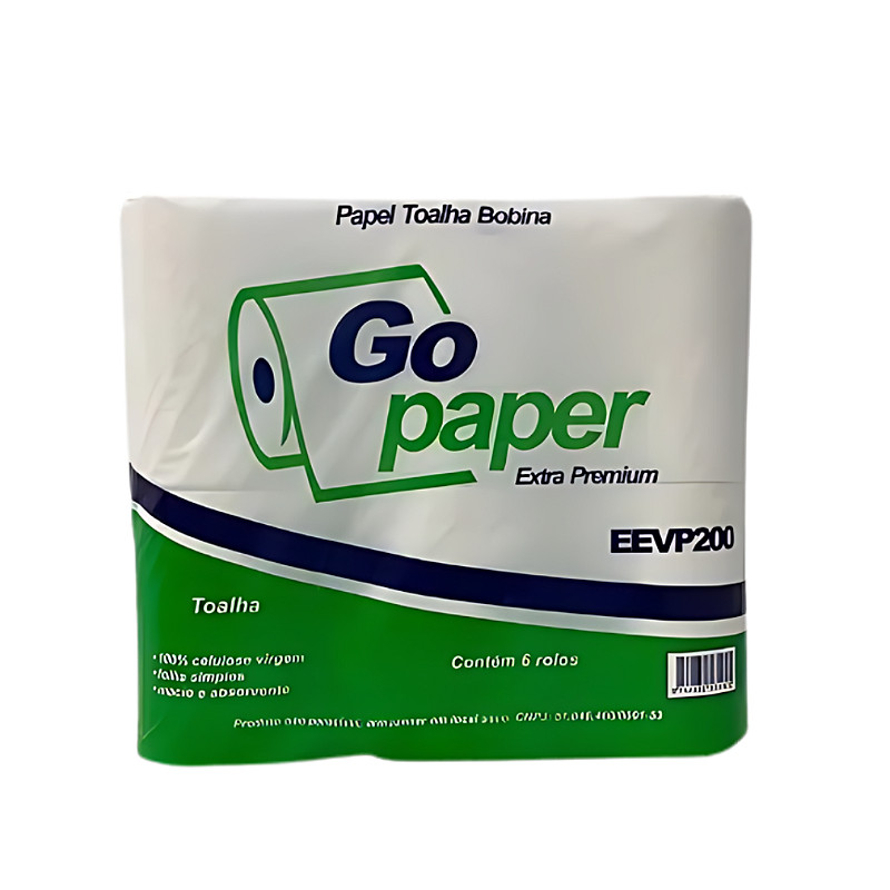 Papel Toalha Bobina 100% Celulose Go Paper 06x20x200MT | Shopee Brasil