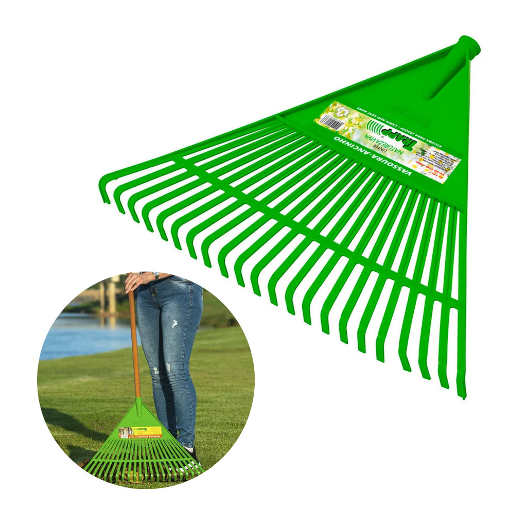 Vassoura Ancinho Verde Sem Cabo Fj 1010 22 Dentes Trapp | Shopee Brasil