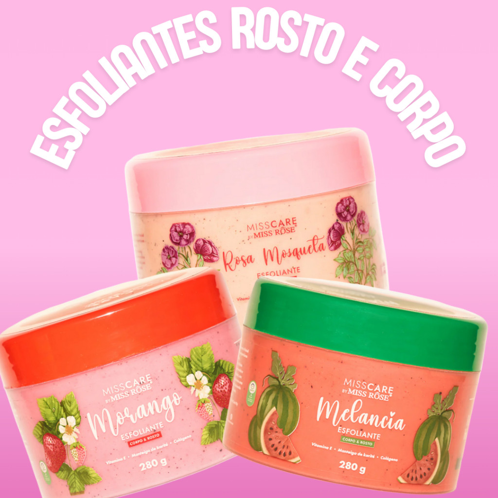 Esfoliante Corpo e Rosto Miss Rose 280gr Cheirinho Frutas Skin Care Facial e Corporal | Shopee ...