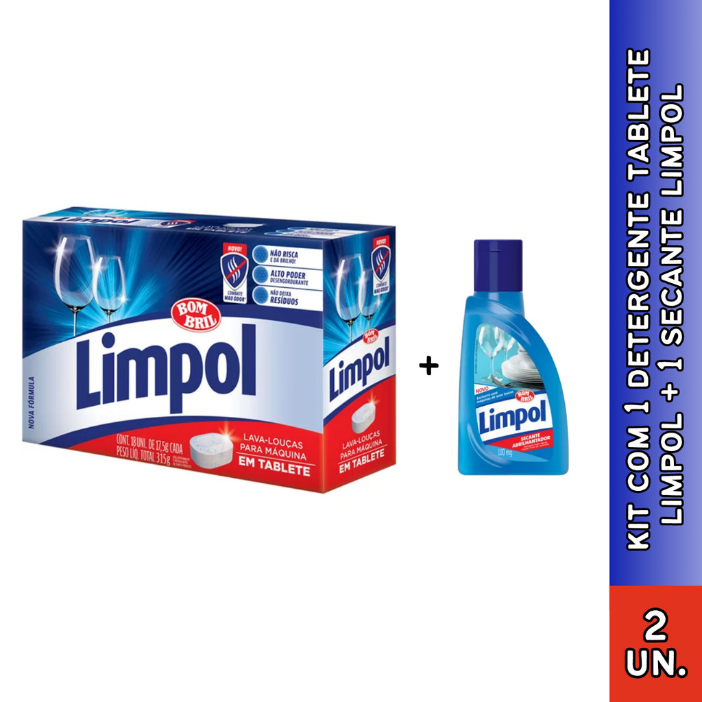 Kit C/ 1 Limpol Lava Louças em Tablete 18 unid + 1 Secante Limpol 100 ...