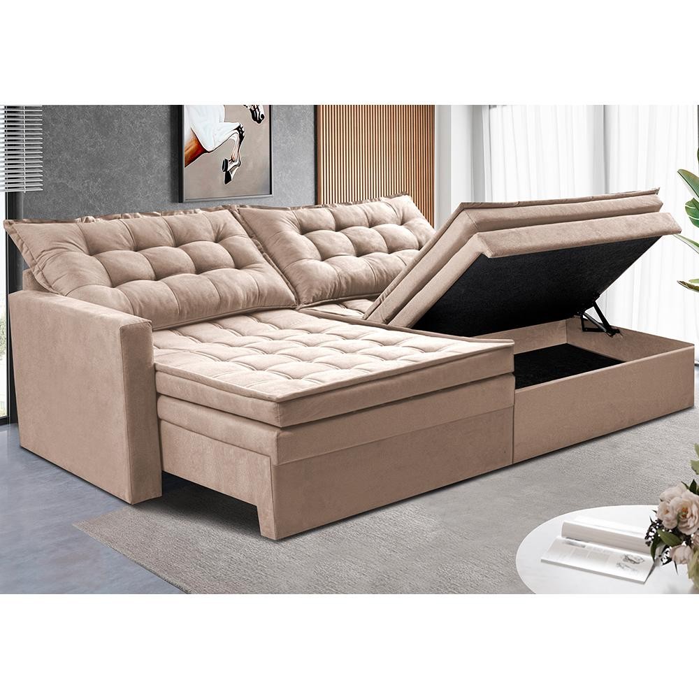 Sofá Sem Caixa Retrátil Baú 2,00m Cama inBox Secret Suede Velusoft Bege | Shopee Brasil