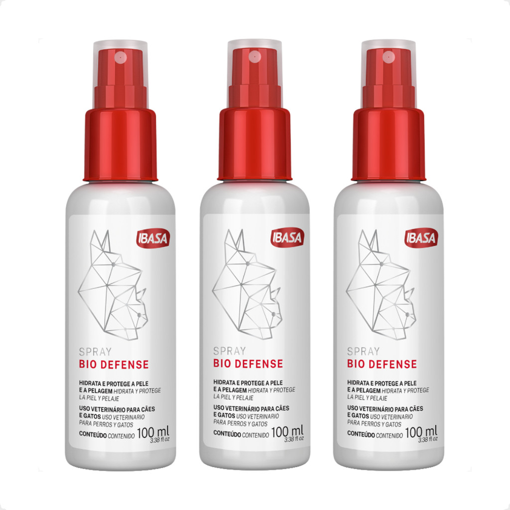 Kit 3 Spray Bio Defense Ibasa para Cães e Gatos - 100ml | Shopee Brasil
