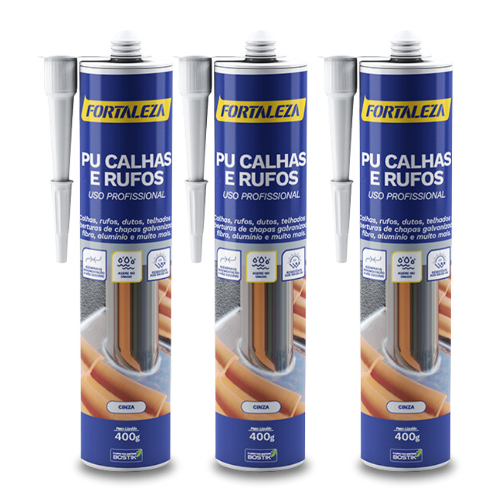 Kit 3 Colas Veda Calha E Rufos Fortaleza 400g Selante Resistente ...