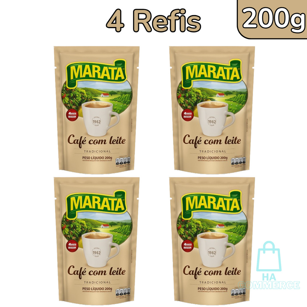 Kit 4 Unidades Café Com Leite 200g Refil Maratá Tradicional Pacote ...