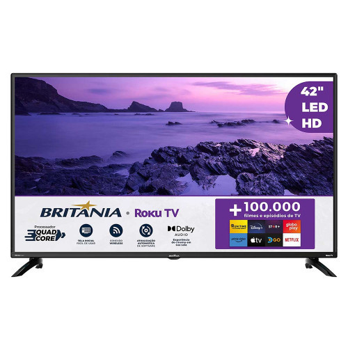 Smart TV 42 Polegadas Britânia BTV42G6FR2CP Full HD LED Roku TV ...