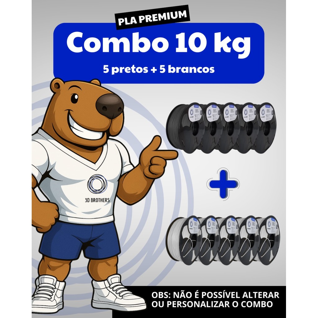 COMBO PLA PREMIUM - 10KG BRANCO + PRETO | Shopee Brasil